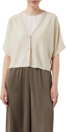 Comma Schimmernder Feinstrick-Cardigan mit Fledermausärmeln beige M