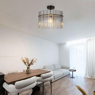 Globo Lighting Globo Lighting - Plafonnier lampe de salon lampe de plafond métal noir mat tiges de verre l 40 cm