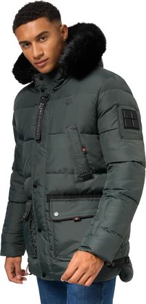 Stone Harbor Herren Winterjacke warme Steppjacke mit Kapuze und abnehmbarem Kunstfell-Kragen Mironoo Stone Green Gr. XXL
