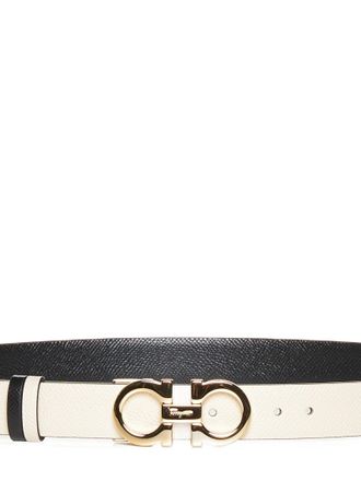 Ferragamo Leather with Logo Buckle Belt - Ivory