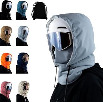 Generic Cagoule imperm&eacute;able doubl&eacute;e en polaire, cagoule de ski, couvre-casque de ski chaud dhiver avec cordon de serrage, bleu, Taille unique