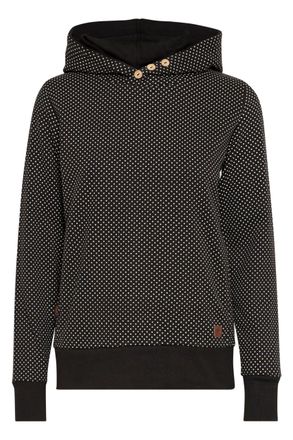 Oxmo OXVera Damen Kapuzenpullover Hoodie Pullover mit Kapuze Eingrifftaschen Rippbündchen Baumwollmischung Regular fit, Größe:XL, Farbe:Black (194007)