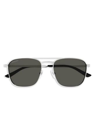 Gucci lunettes de soleil &agrave; monture pilote - Argent