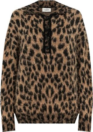 Laneus Geflecktes Alpaka-Mischung Poloshirt - - Knitwear - Damen - Mehrfarbig - XL