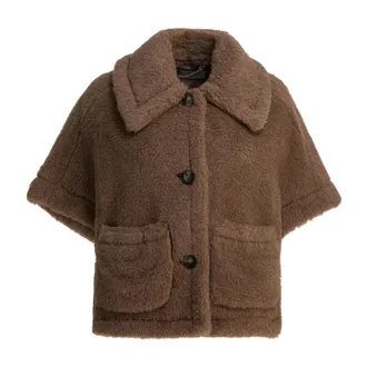 Max Mara Femme, Vestes, Brun, Taille: 38 FR Manteau Cape en tissu Teddy marron
