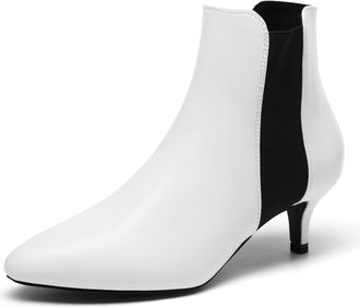 Dream Pairs Damen Stiefel mit Stiletto Spitze Wei&szlig; schwarz SDAB2213W-E Gr&ouml;&szlig;e 40 (EUR)