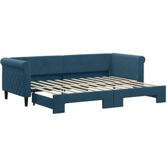 vidaXL Tagesbett Ausziehbar Blau 80x200 cm Samt Vidaxl