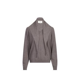 Saison 1865 Pull col v &agrave; &eacute;charpe amovible en laine