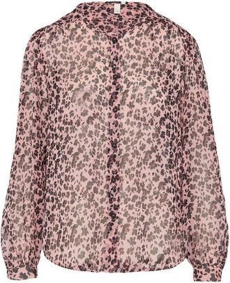 QS by s.Oliver Langarmbluse Bluse Leicht transparente Chiffonbluse mit All-over-Print