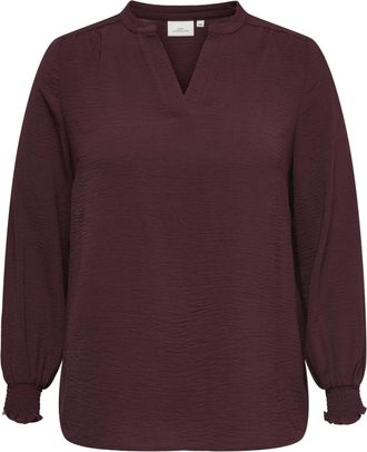 Only Carmakoma Damen Carmetta Life V-Neck Top WVN Noos, Tawny Port, 56