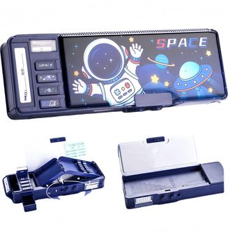 Generico Schreibwaren-Organizer mit Knopff&auml;chern, multifunktionales Pop-Up-Federm&auml;ppchen, Schreibwaren mit Passwortsperre f&uuml;r Jungen, M&auml;dchen, Studenten (Blau)