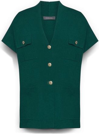 Elena Miro Femme, Vestes, Vert, Taille: 40 FR Long Vest with Buttons