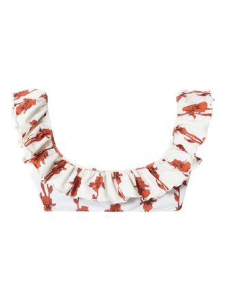 La DoubleJ Bikinioberteil mit Volants - Weiß