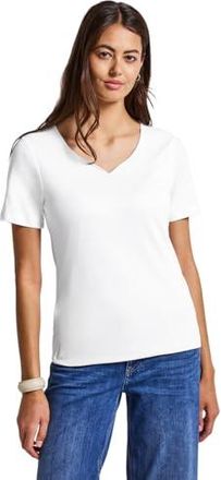 Street One 3227205 T-Shirt &agrave; col en coeur, Blanc, 40 Femmes