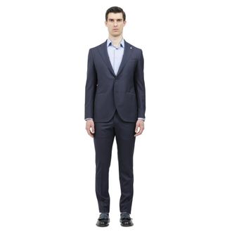 Luigi Bianchi Mantova Pied de Poule Kleid - - Suits - Herren - Blau - M