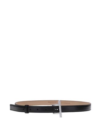 Alexander McQueen ceinture en cuir &agrave; ornements en cristal - Noir