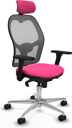 Piqueras y Crespo B&uuml;rostuhl in Rosa mit 3D-Armlehnen, h&ouml;henverstellbarer Lendenwirbelst&uuml;tze und h&ouml;henverstellbarem Kopfteil, Grau/Rosa