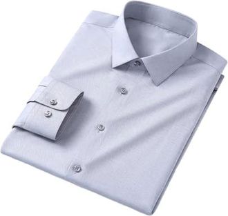 Generic Chemise &agrave; manches longues de couleur unie pour homme, coupe ajust&eacute;e, haut de bureau, doux, M5001-3, XXL