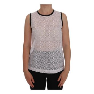 Dolce & Gabbana Femme, Tops, Blanc, Taille: 32 FR D&eacute;bardeur en Dentelle Florale