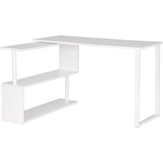 Woltu Schreibtisch Arbeitstisch mit Ablagen mdf wei&szlig; - Woltu
