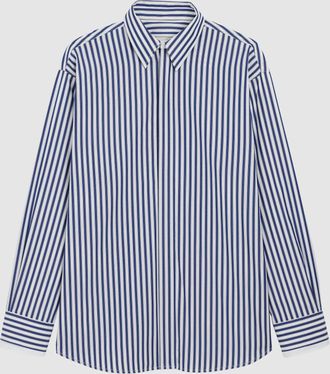Ami Chemise Bleu Roi Blanc