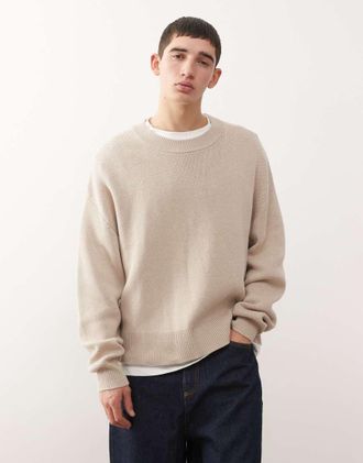 Weekday Kastiger Strickpullover in hellem Maulwurfbraun-Brown