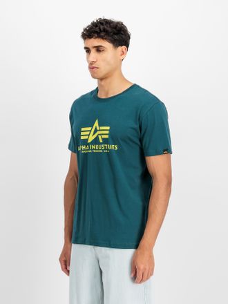Alpha Industries T-Shirt ALPHA INDUSTRIES Basic T-Shirt, Herren, Gr. XL, deep petrol, Single Jersey, Obermaterial: 100% Baumwolle, bedruckt, regular fit normal, Rundha