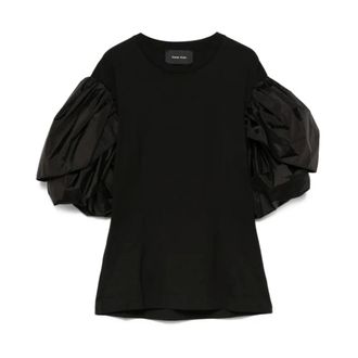 Simone Rocha Femme, Blouses et Chemises, Noir, Taille: 36 FR T-shirt &agrave; manches &agrave; volants
