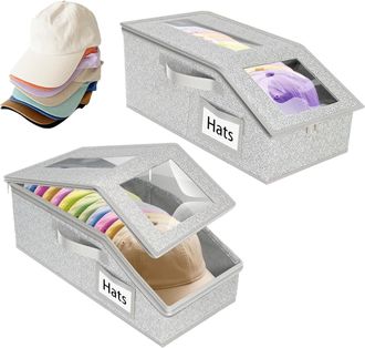 Generic Hut-Organizer | Stapelbarer Baseball-Hut-Organizer | Set mit 2 Boxen mit transparentem Fenster | Schreibtisch-Organizer f&uuml;r Zuhause, B&uuml;ro, Wohnung, Wo