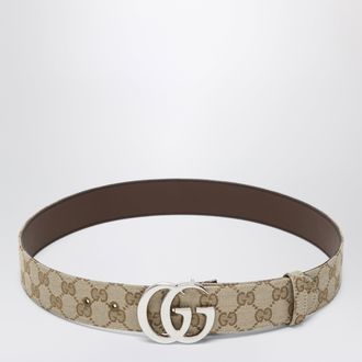 Gucci Flacher Marmont G&uuml;rtel aus GG-Gewebe in Sand