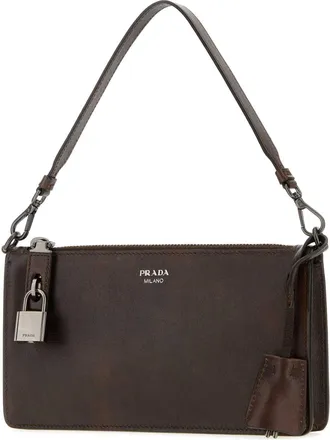 Prada Mens Dark Brown Leather Card Holder Cacao Cover Accessory