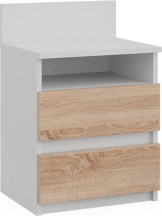 Vicco Nachttisch Monty, Nachtkommode, Wei&szlig;/Sonoma, 32.3 x 59.1 cm mit 2 Schubladen