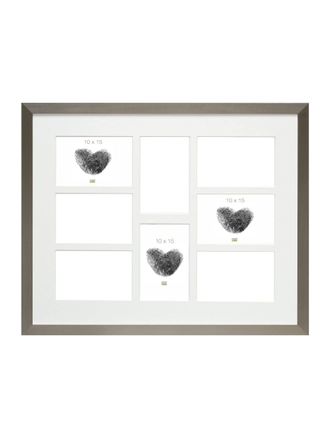 Deknudt Frames S41VD1 Bilderrahmen 10x15 Galerierahmen Silber, 8 Ausschnitte 10x15cm (40x50cm) Kunststoff Fotokader