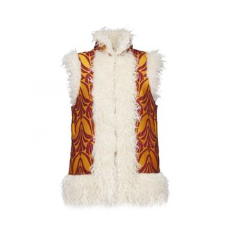 La DoubleJ Papyrus Jacquard &Auml;rmellose Folk Jacke - - Jackets - Damen - Gelb - S