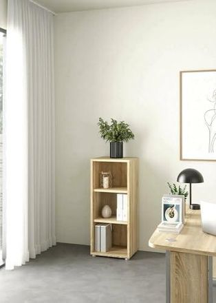 Dmora B&uuml;cherregal Theophane, B&uuml;roregal, Mobiler Buchhalter, B&uuml;cherbrett, 47x40 h113 cm, Eiche