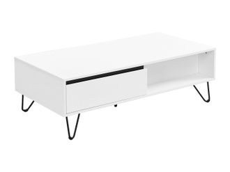 Pascal Morabito Couchtisch mit 2 Schubladen & 2 Ablagef&auml;chern - MDF & Stahl - Wei&szlig; & Schwarz - Abuja