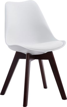 Clp Retrostuhl Borneo V2 Mit Kunstlederbezug Und Hochwertiger Polsterung I Lehnstuhl mit robustem Holzgestell I Sitzhöhe: 47 cm, Farbe:weiß, Gestell Farbe