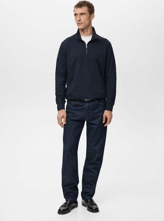 Mango Regular-Fit-Sweatshirt mit Zip-Kragen marineblau - Herren - XS - MANGO MAN