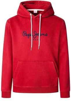 Pepe Jeans London Macbeth Plain Hoodie Maillot de surv&ecirc;tement, Rouge (Rugby Red), S Homme
