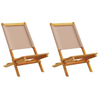 vidaXL Vidaxl - Chaises de jardin lot de 2 taupe bois dacacia massif et tissu
