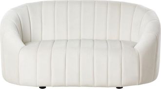 Beliani Beliani - Canap&eacute; 2 Places Coquillage en Velours Blanc Cass&eacute; Assise Profil&eacute;e Style R&eacute;tro Malung