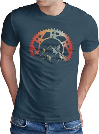 OM3 Mountain Bike T-Shirt - Herren - Fahrrad Offroad Mountainbike MTB - Denim, 4XL