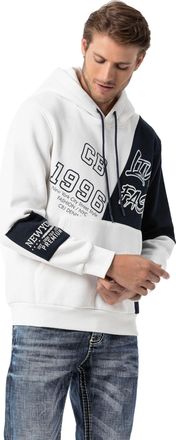 Cipo & Baxx Herren Hoodie Sweatshirt CL573 Ecru - Stylischer Pullover im Casual Streetwear Look mit Kapuze & K&auml;ngurutasche - Bequemes Oberteil f&uuml;r Alltag & Freize
