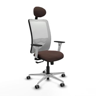 Piqueras y Crespo B&uuml;rostuhl Zulema mit wei&szlig;en und schwarzen Armlehnen, h&ouml;henverstellbare Lendenwirbelst&uuml;tze und festes Kopfteil, ausgestattet mit 3 Positionen, Wei&szlig;/Dun