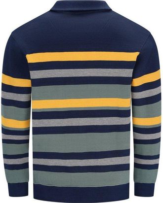 Hajo Sweatshirt Stehkragensweatshirt - platziertes Streifendessin in reiner Baumwolle
