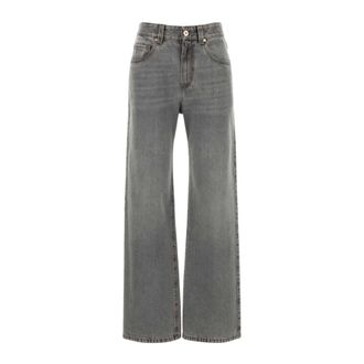 Brunello Cucinelli Jean large - Femme - Jeans - Gris - Taille: 38 FR