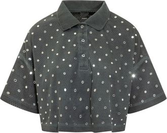 Pinko Pinko, Femme, Tops, Gris, Taille: 38 FR Polo Orn&eacute; de Sequins
