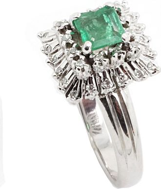 Orphelia Damen Ring 14 Karat Weissgold 0.48 crt Diamant HP1 Emerald 0.40 crt Size 56 RD-3088