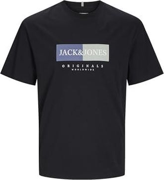 Jack & Jones Jorfrederiksberg T-Shirt SS C.N Sn, Noir/D&eacute;tails : aw24, L