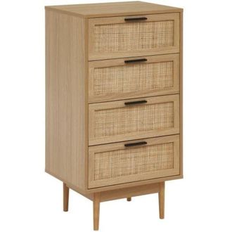 Les Tendances Les Tendances - Chiffonnier 4 tiroirs 50x39,5x95 cm naturel avec cannage - aretha
